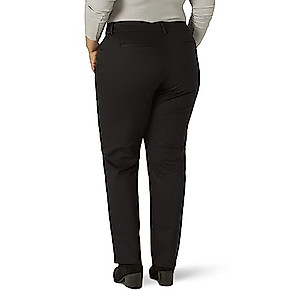 Lee Women's Plus Size Wrinkle Free Relaxed Fit Straight Leg Pant, Black, 18W Medium
