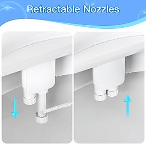 Bidet Attachment for Toilet Hot and Cold, Non-Electric Mechanical Bidet Bidet Toilet Attachment with Dual Nozzle, Rear &Feminine Wash, Fresh Water Sprayer with Adjustable Water Pressure