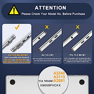 MOSISO Compatible with MacBook Air 13.6 inch Case 2022 2023 Release A2681 M2 Chip Liquid Retina Display Touch ID, Plastic Hard Case&Keyboard Skin&Screen Protector&Type C Adapter 2 Pack, Crystal Clear