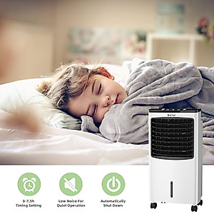 COSTWAY Portable Evaporative Air Cooler for Room, Air Cooler for Cooling and Sleep with Remote Control, 7.5-Hour Timer, 2 Ice Boxes, Quiet Evaporative Cooler for Bedroom Indoor Use Home Office Dorms