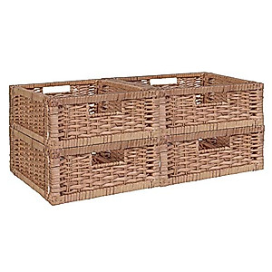 Niche Cubo Set of 4 Half-Size Foldable Wicker Storage Basket- Natural