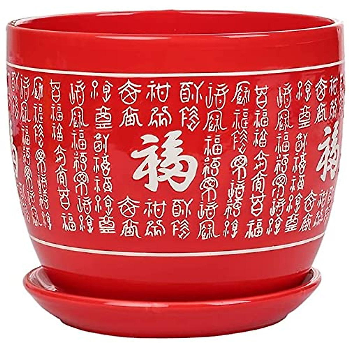 WANIYA1 Chinese Style Big Red Plant Pots Ceramic Succulents Planter Flower Pot Plant Containers Home Decoration Cylinder Planter Outdoor Garden Bonsai Pots Gardening Flower Pots (Size : 21cm)