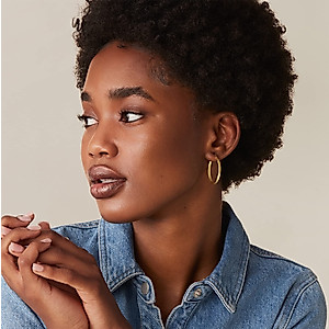 PAVOI Womens 14K Yellow Gold Plated 925 Sterling Silver Post Lightweight Hoop Earrings