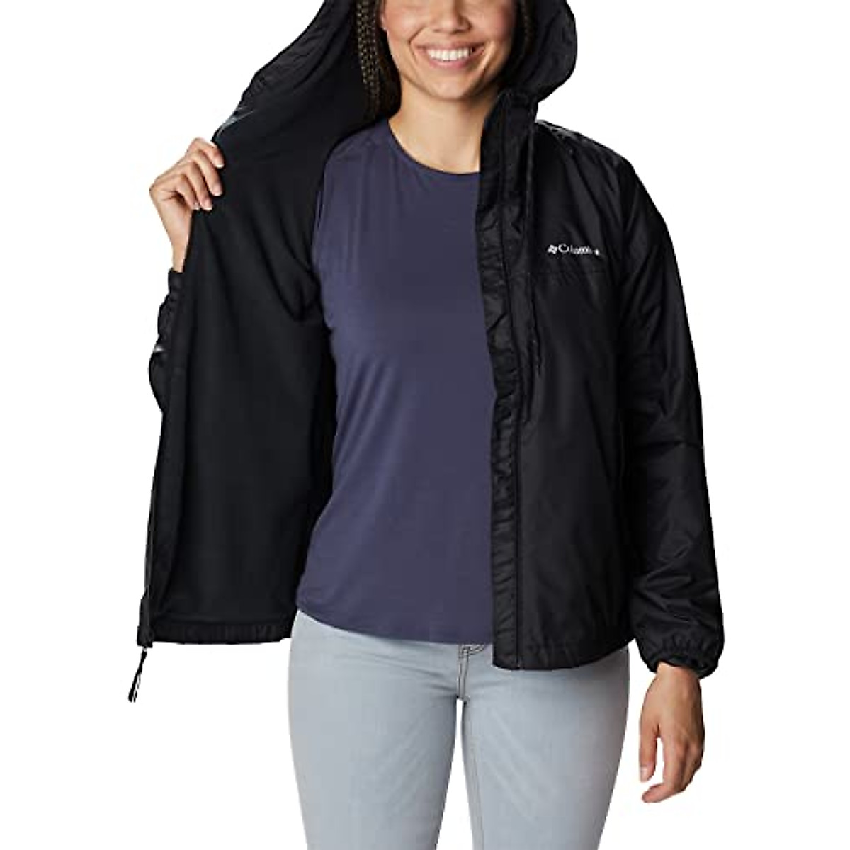 Columbia Women's Flash Challenger Lined Windbreaker, Black, Small