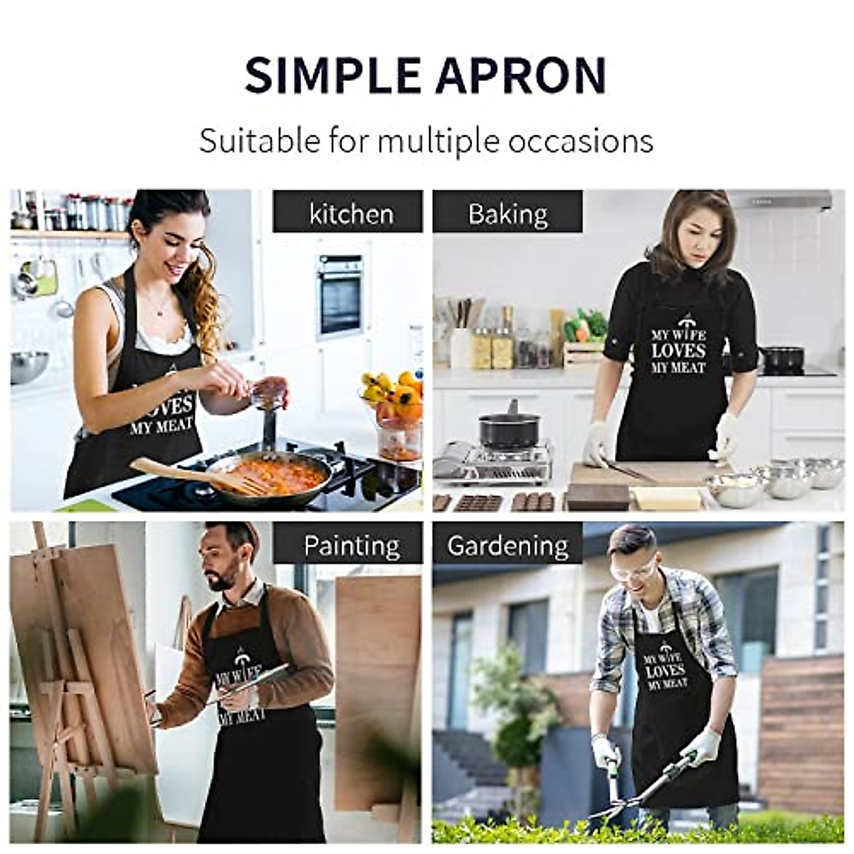 Gvlrbut Funny Grilling Aprons for Men, Gag Gifts for Men, Cooking BBQ Grill Chef Apron for Dad Naughty Gifts for Him Husband from Wife, Black, One Size