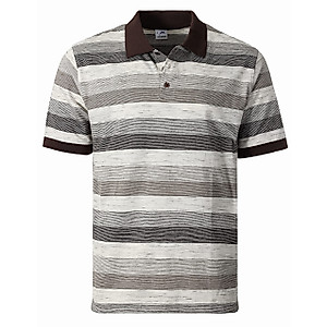 Gioberti Mens Club Stripe Polo Shirt - Short Sleeve, Regular Fit, Yarn Dye, Brown, Size L