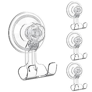 Teletrogy Shower Razor Holder, 4Pack Heavy Duty Adhesive Hooks Damage Free Shower Hooks DIY Assemble, Waterproof Razor Suction Cup Holder for Bathroom, Kitchen, Shaver, Towel, Loofah, Christmas Wreath