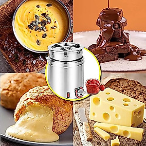 HORESTKIT Compact Stainless Steel Cheese Warmer, Hot Fudge Warmer 4.2Qt Hot Fudge Dispenser, No Pump, Commercial 200W Sauce Dispenser, Ideal for Cheese, Caramel, and More