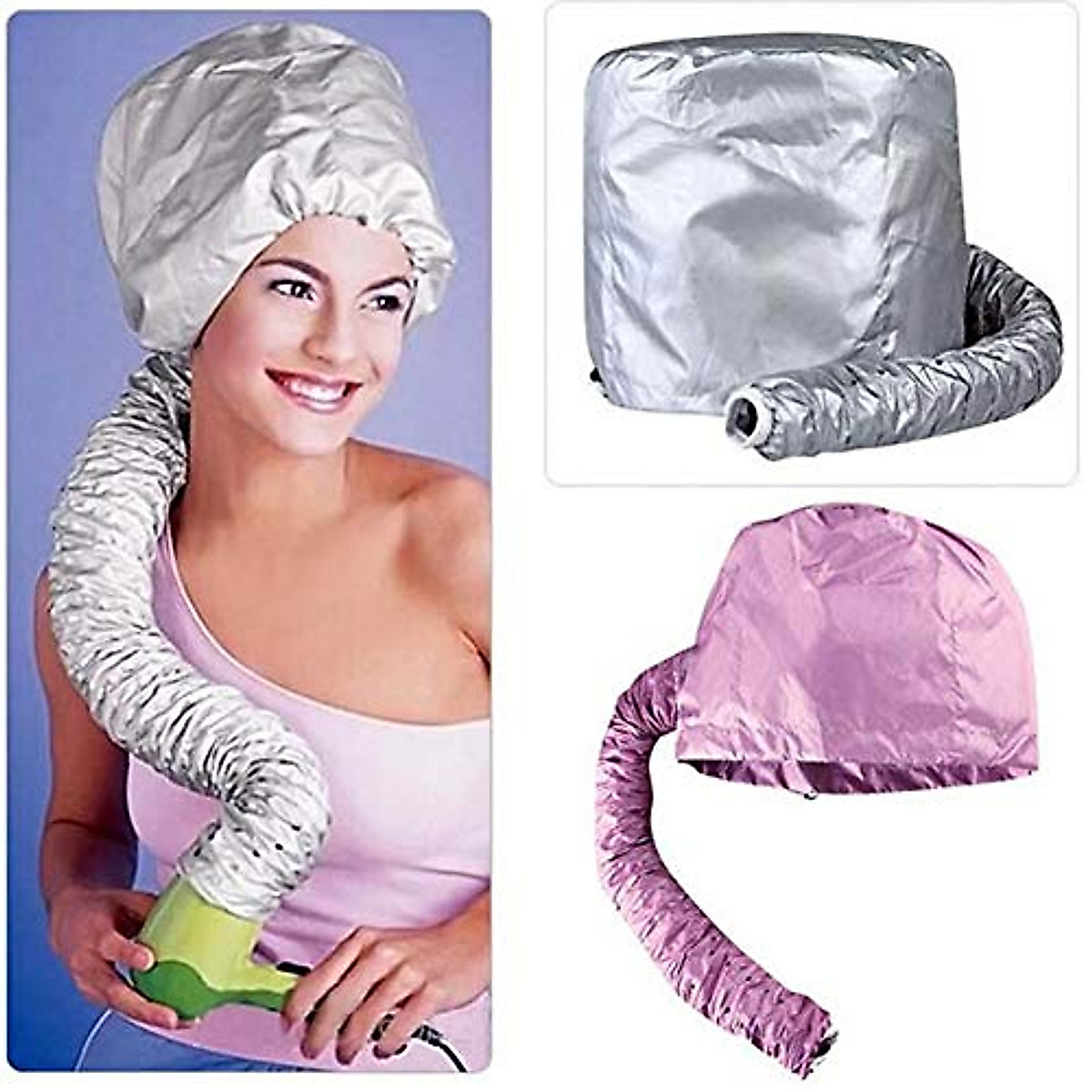 Easy Use Hair Perm Hair Dryer Nursing Dye Hair Modelling Warm Air Drying Treatment Cap Home Safer Than Electric Cap (Pink)