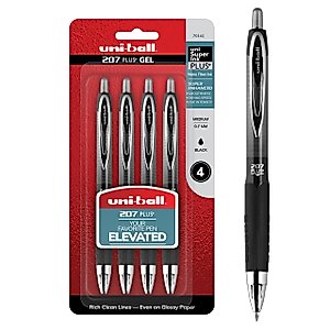 Uniball Signo 207+ Gel Pen 4 Pack, 0.7mm Medium Black Pens, Gel Ink Pens | Office Supplies Sold by Uniball are Pens, Ballpoint Pen, Colored Pens, Gel Pens, Fine Point, Smooth Writing Pens