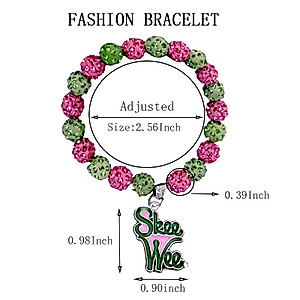 LAOBOYS JEWELLERY Alpha Kappa Alpha Paraphernalia Sorority Gift Alpha Kappa Alpha Pearl Bracelet AKA Birthday Graduation Gifts AKA Charm Bracelet for Girls Women (Green Bead Bracelet Style 2)