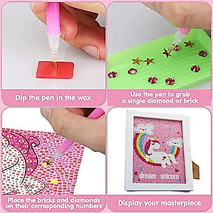 5D Diamond Painting Kits for Kids Wooden Frame Diamond Arts and Crafts for Kids Mosaic Gem Stickers by Number Kits DIY Painting Arts Crafts Gift for Ages6-8-10-12 (Unicorn)Gift for Children's Day
