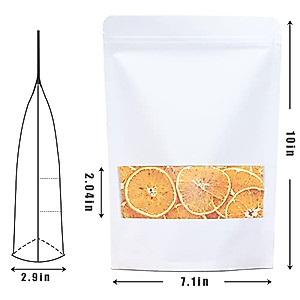 DMPACKDM 50Pcs Kraft Stand Up Pouch Bags, 7.1 x 10 Inches Kraft Stand Up Pouches with Window,Resealable Zip Lock, Heat-Sealable,Suitable for Home or Business.