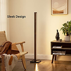 EDISHINE Modern Wood Corner Floor Lamp, Sleek Dimmable LED Atmosphere Lamp, Minimalist Standing Mood Lighting for Living Room, Bedroom, Studio, Office, 3000K Warm Light, 46"