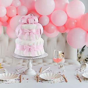 Classic Pastel Baby Shower Diaper Cake (2 Tier, Pink)