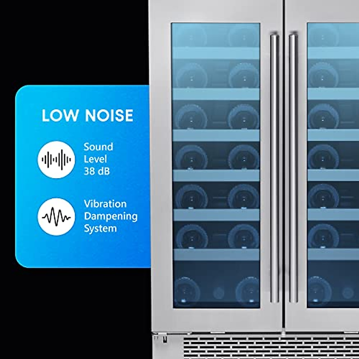 Zephyr Presrv 24" Wine Fridge Dual Zone Under Counter - Countertop Mini Wine Cooler Cellars Small Cabinet Wine Refrigerator Home Bar Chiller Freestanding with Two French Glass Door, 21 Bottles 750ml