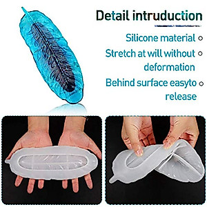 Ahn'Qiraj 2PCS Resin Tray Mold, Resin Feather Shaped Molds Silicone Tray Mold Resin Jewelry Tray Mold Resin for Holding Keychains, Rings Jewelry and DIY Craft Tray Gifts for Woman