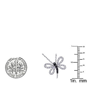 Dazzlingrock Collection 0.30 Carat (ctw) 18K Round Black & White Diamond Ladies Dragonfly Pendant 1/3 CT, White Gold