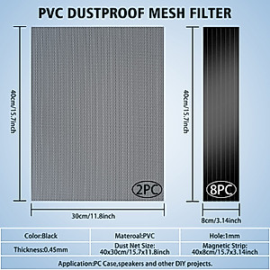 400x300mm DIY PC Case Dust Mesh Filter, 2Pack PVC Dustproof Mesh Filter Cover with Magnetic Strip for Computer PC Case