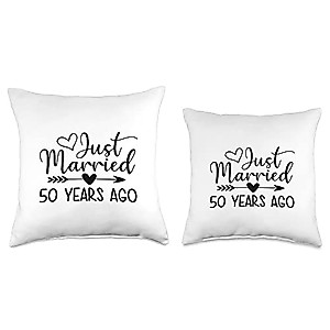 Just Married 50 Years Ago Matching Couple 50th Anniversary Throw Pillow