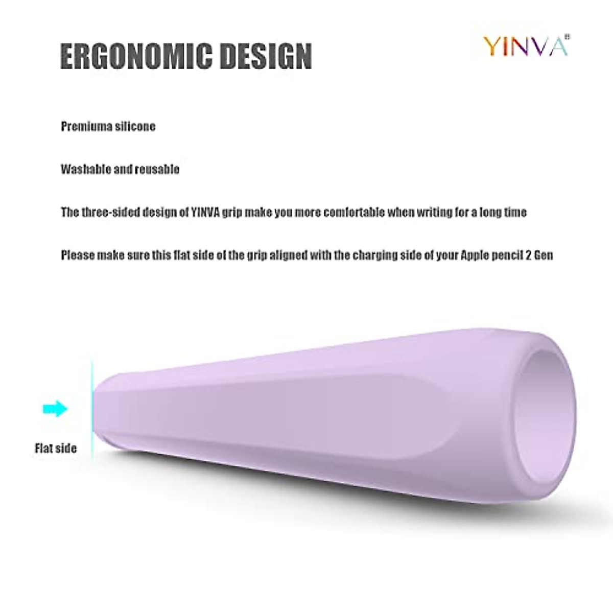 4 Pack Ergonomic Grips Designed for Apple Pencil 2nd Generation,YINVA Silicone Grip Sleeve for Apple Pencil 2 Gen Support Magnetic Charging (Pink, Purple,Blue,Black)