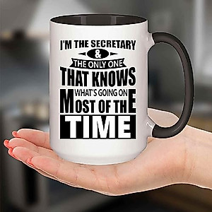 Humorous Gift Secretaries - Secretary's Day Gift For Sister - Funny Design Showing What's Going On - 11oz 15oz Inner Color Accent Mug