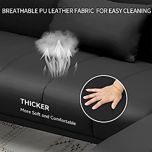 YITAHOME Sectional Couches for Living Room, U Shaped Sofa Faux Leather Modern Couch with USB & Type C Charging Ports Double Chaise and Comfy Upholstered, Black