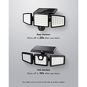 LE Solar Lights for Outside, Motion Activated Security Lights, WL4000 High Brightness, 3 Adjustable Heads 270° Wide Lighting Angle, IP65 Waterproof, Wireless Wall Lamp for Porch Yard Garage