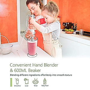 TSYMO 800w Immersion Blender Handheld, 4-in-1 Hand Stick with 6-Speed+Turbo, Mixing Cup, Food Chopper, Whisk Attachment, BPA-Free