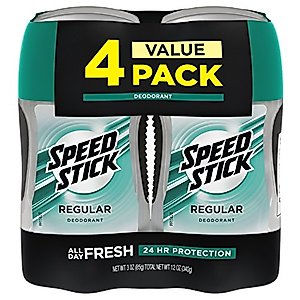 Speed Stick Deodorant for Men, Aluminum Free, Regular - 3 Ounce (4 Pack)