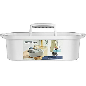 ALINK Large White Plastic Storage Caddy + Green Plastic Shower Caddy Basket