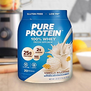 Pure Protein Powder - Whey, High Protein, Low Sugar, Gluten-Free, Vanilla Cream Flavor - 1 lb (Packaging May Vary)