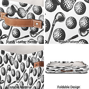 Tablerazzi Golf Ball Golf Sports Game Cube Storage Bin, 13 Inch Collapsible Fabric Storage Cube Bin, Foldable Cube Baskets for Shelf, Closet, Organizer