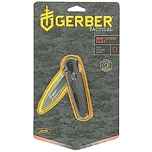 Gerber Gear Mini Covert Knife FAST, Serrated Edge, Black [22-41967]