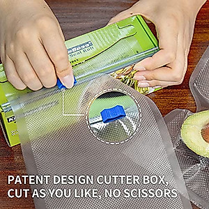 Vacuum Sealer Rolls Bag, 6 Pack 8"x16.5' and 11"x16.5' Food vacuum Save Bag Rolls with Cutter Box,100 feet Sous Vide Roll Bag,By KitchenBoss