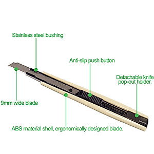 AHCHAY 2pcs Utility Knife 9mm 60 Degree Foil Blade Cutter Snap Off Retractable Wrap Gift Box Paper Wallpaper Craft Abs Anti-slip Handle Auto Lock Cutter