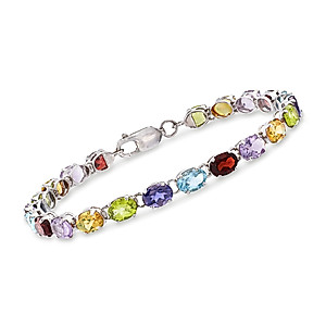 Ross-Simons 16.00 ct. t.w. Multi-Gemstone Link Bracelet in Sterling Silver. 7 inches