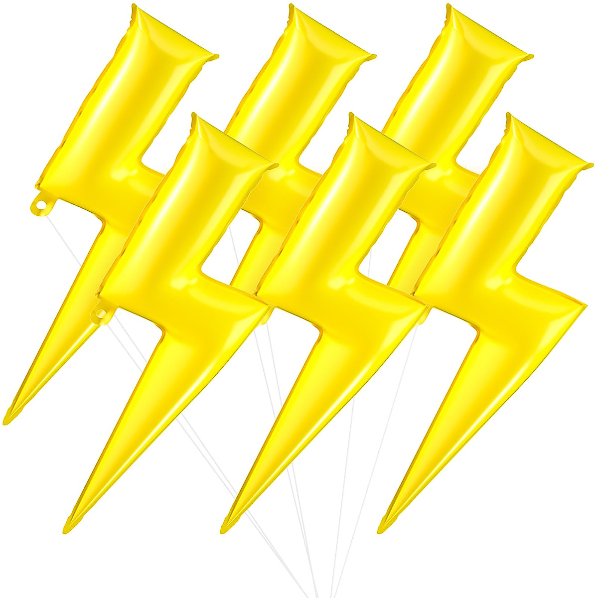 6 Pcs Lightning Balloons 45 Inch Yellow Flash Mylar Foil Balloons For Party Thunder Lightning Shape Floatable Balloons For Boys Electric Birthday Party Wedding Graduation Baby Shower Decors