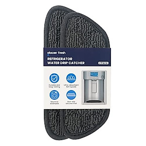 GLACIER FRESH Refrigerator Water Drip Tray Cache For Fridge Water Dispenser From Water Splatter and Spills, Replacement for Whirlpool, GE, Samsung Fridge Accessories (2 Pack, Semi-Circular)