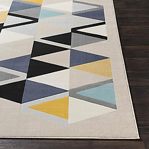 Mark&Day Area Rugs, 4x6 Domwier Modern Mustard Area Rug, Aqua Beige Black Carpet for Living Room, Bedroom or Kitchen (3'11" x 5'7")