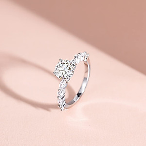 POMODA 1.5 CT Moissanite Engagement Rings For Women 925 Sterling Silver Rings Round Cut Promise Wedding Rings Stunning Wedding Bands for Women Size 7