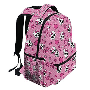 MNSRUU Student Travel School Backpack Pink Skull Girl College Laptop Backpacks Business iPad Tablet Computer Bookbags for Adult Teen One Size