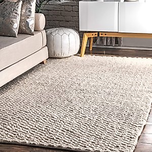 nuLOOM Glendora Hand Woven Chevron Area Rug, 8' 6" x 11' 6", Ivory