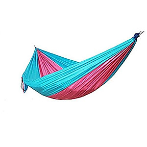 Cicilin Camping Hammock & Tree Straps Single/Double Portable Lightweight Nylon Parachute Hammock for Outdoor Travel Backpacking Garden (bleu+Pink)
