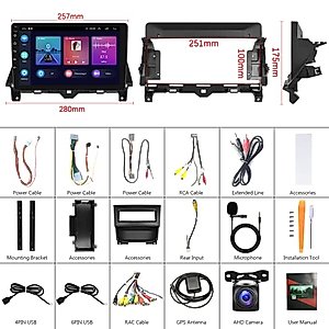 2+32G Android Radio for Honda Accord 8th 2008-2013 Support Wireless Carplay&Android Auto with 10.1" Touchscreen GPS Navigation Bluetooth USB WiFi FM/RDS Radio Receiver Backup Camera Head Unit Player