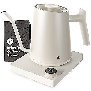Greater Goods Electric Gooseneck Kettle, Designed in St. Louis, Birch White,1200 Watt