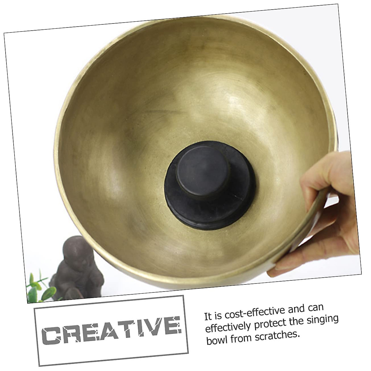 Milisten 2pcs Black Spiritual Meditation Knob Nepal Suction Healing Practical for Buddha Rubber Handle Bowl Sound Tool Tibetan Premium Singing Accessories Lifting