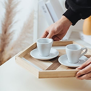 Unilives Espresso Cups, with Saucers Tea Cups and Saucers 2 Ounce Set of 6, for Specialty Coffee Drinks, Cappuccino, Latte, Americano and Tea, White