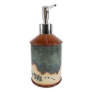 Ebros Rustic Forest Bear Country Family Mother And Cub Leaving Pawprint Trail Bathroom Accent Western Decorative Accessories For Cabin Lodge Farmhouse (Liquid Soap Or Lotion Pump Dispenser)