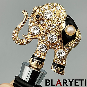 Wine Bottle Stopper Airtight Seal-Decorative Crystal Polygonal Gem Pearls Elephant Animal Gold Bottle Topper for Wine &Beverage Plug,Set of 1